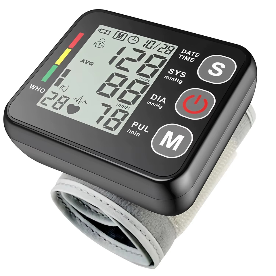Portable Digital Wrist Blood Pressure Monitor - LCD Heart Rate Pulse ...