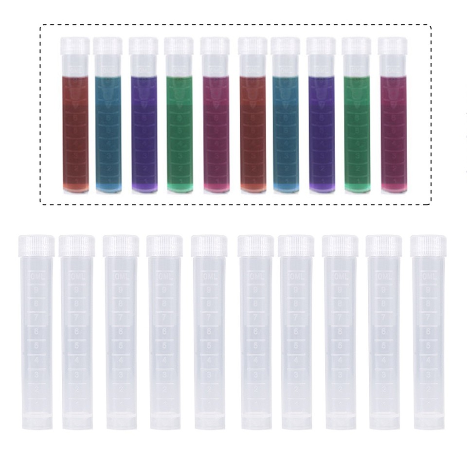 10pcs 10ml Frozen Test Tubes Vial Screw Seal White Cap Pack Container ...