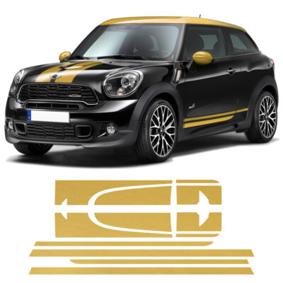 2013-2016 Mini Paceman R61 Gold Racing Hood Side Trunk Sticker Stripes ...