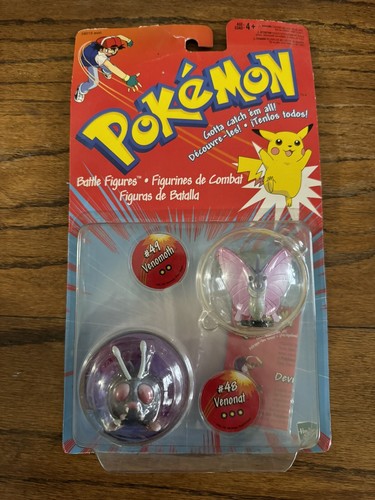NEW Pokémon Battle Figures W/ Poke Ball & Battle Discs#48 Venonat & #49 ...
