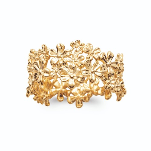 18 Carat Gold Plated Ring - Ring Entirely Composed Of Relief Flowers | eBay