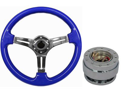 Blue Chrome TS Steering Wheel + Quick Release boss B30 for SUZUKI | eBay