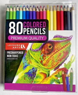 Leisure Arts 80 Pack Premium Quality Pre-Sharpened Colored Pencils, non ...
