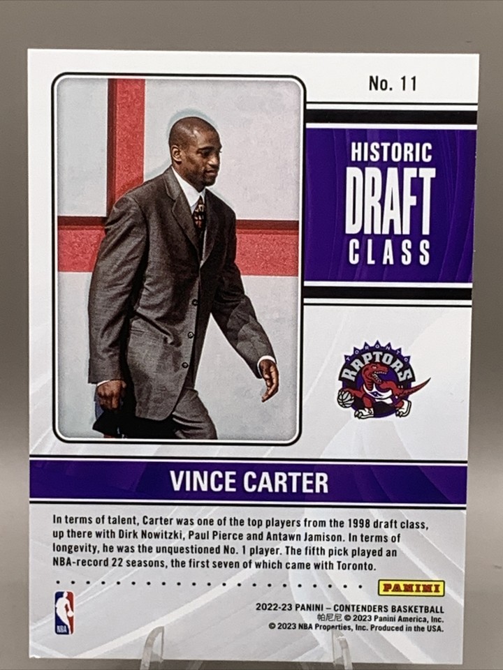 2022-23 NBA Contenders Draft Class #5 Pick Vince Carter #11 Raptors | eBay