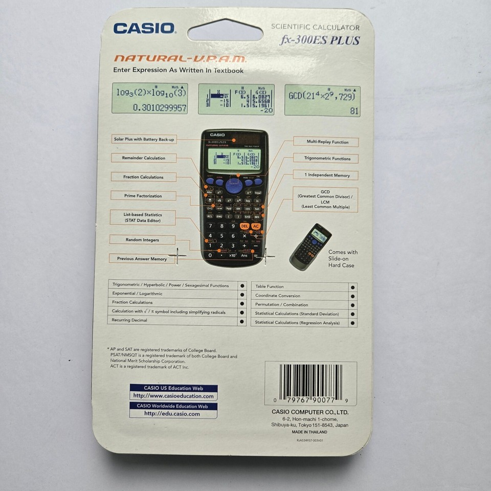 Casio FX-300ES PLUS Scientific Calculator Natural Textbook Display New ...