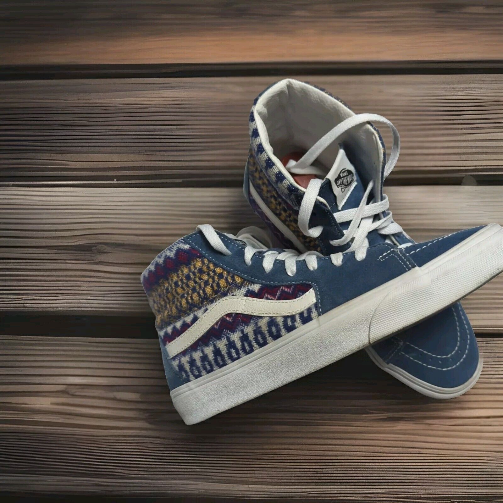Vans Hi Top Sneakers Sk8 Hi Blue Southwest Aztec Fair Isle Men’s 9 ...