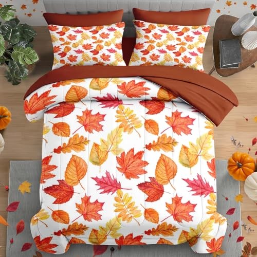 Fall Comforter Set Size, Autumn Maple 7 Pcs Bedding Set for Kids and ...