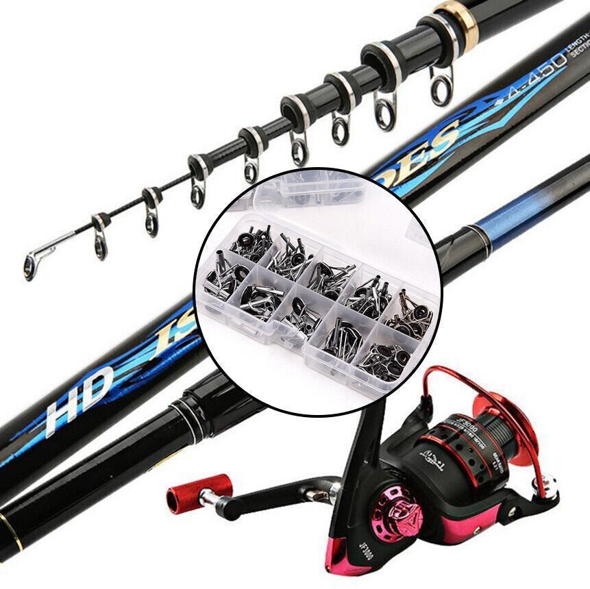 80PCS Ceramic Fishing Rod Guide Tips Top Eye Rings Line Repair Kit ...