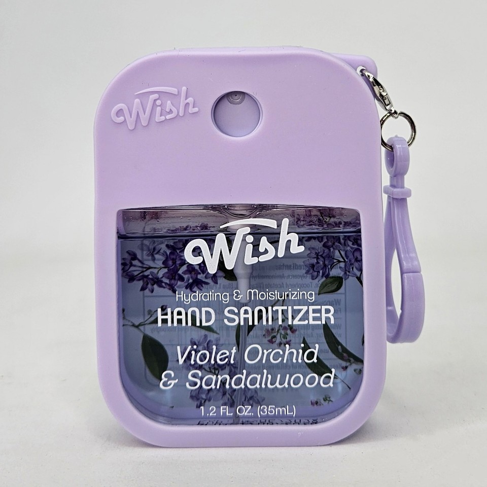 WISH Hand Sanitizer Spray (1.2oz) Silicone Keychain Assorted Scent Set ...