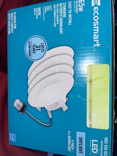 EcoSmart 4 in. 65w Integrated LED White Recessed Trim.Daylight ...