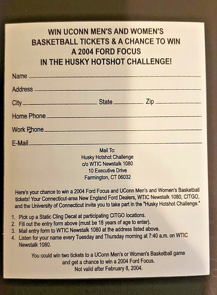 Vintage 2004 Uconn Huskies Static Cling Window Sticker Decal NCAA ...