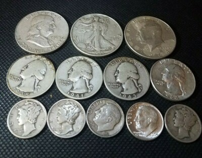 Silver Coin Lot 90% Silver $3 Face Value Mixed Variety Junk Silver 10C ...