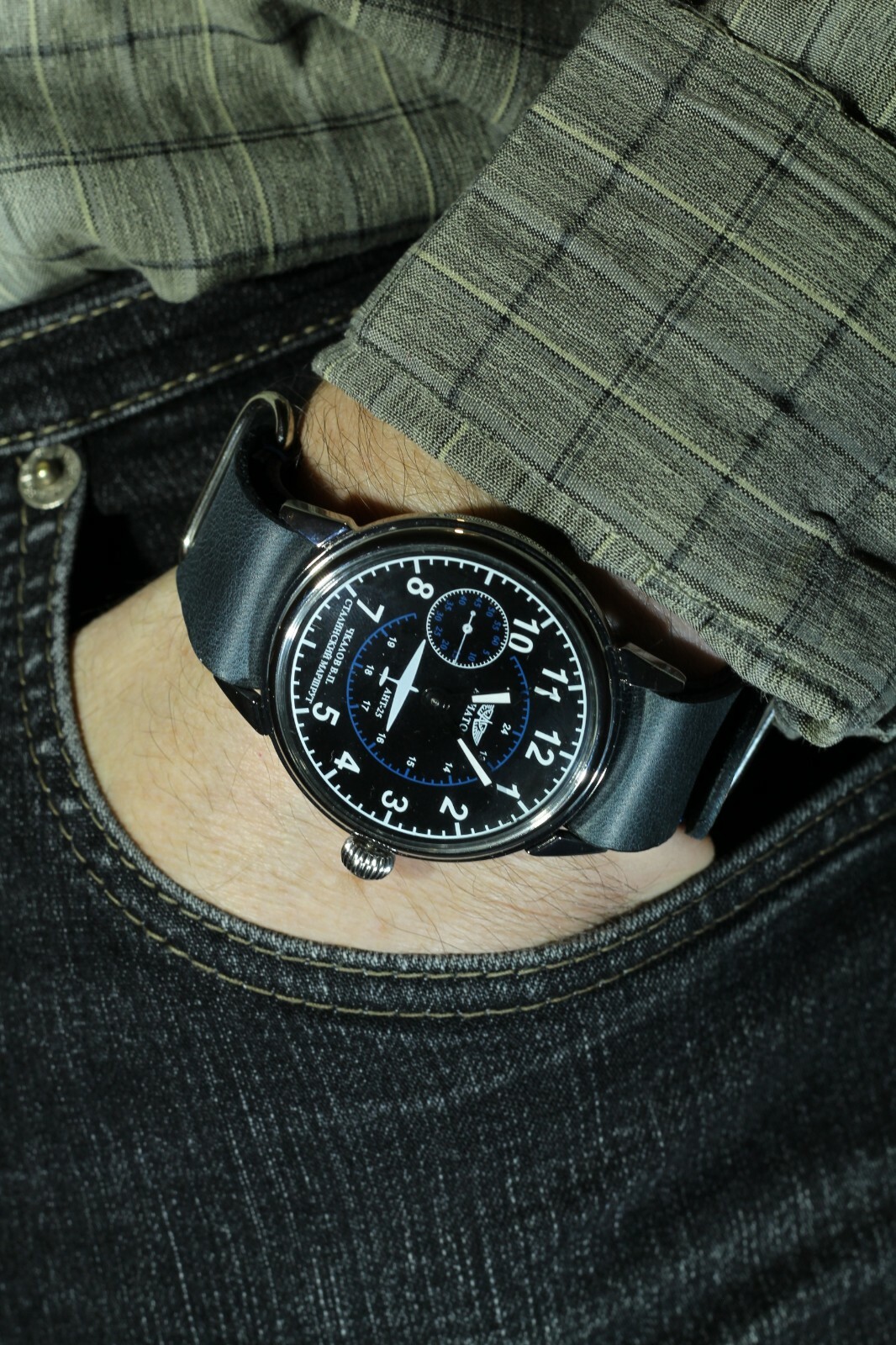 Wrist watch LACO Pilot Aviator 45mm Mechanical Vintage Ukrainian Soviet ...