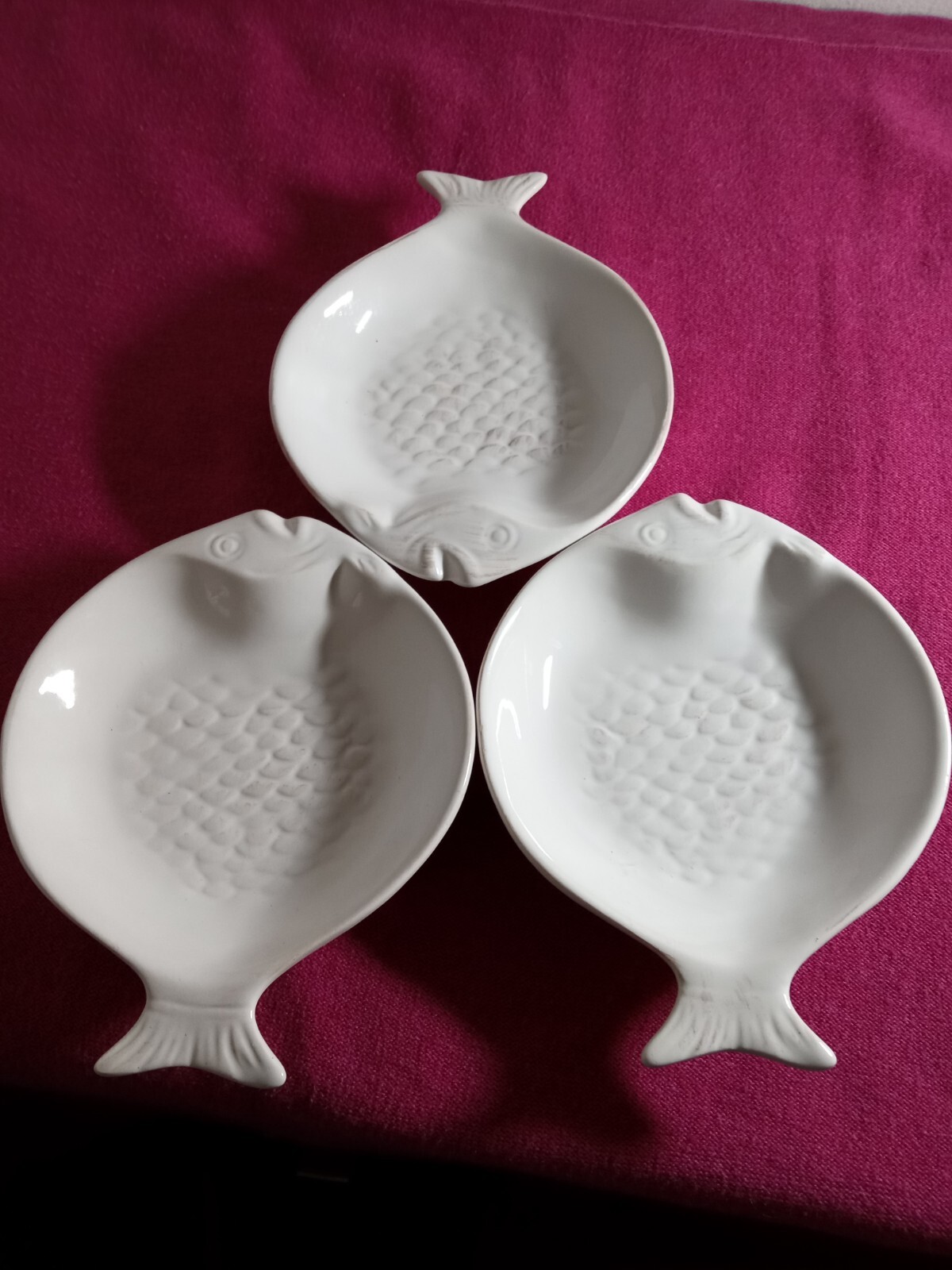 Set Of 3 Blue Sky Clayworks Fish Snack Tidbit Plates | eBay