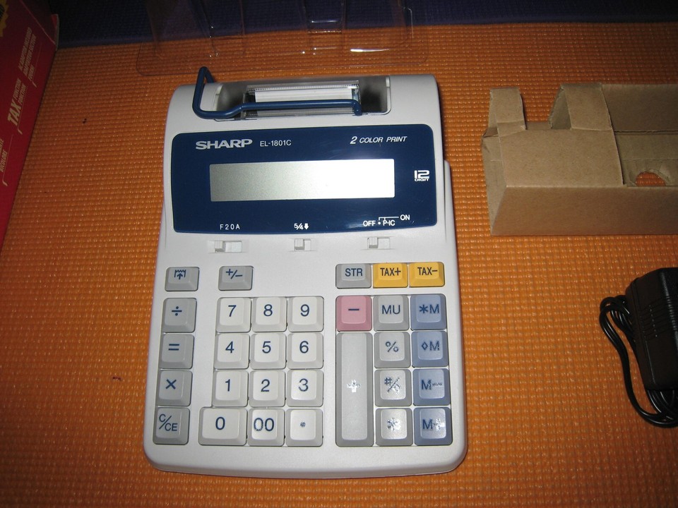 SHARP EL-1801C W/ 2 COLOR PRINT 12 DIGIT ELECTRONIC PRINTING CALCULATOR ...
