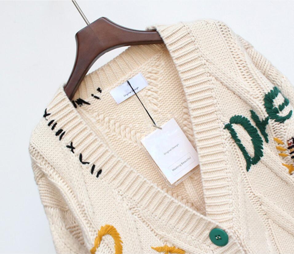 Women's Cotton Knitted Sweater Jacket Fashion Warm Cardigan Button Coat ...