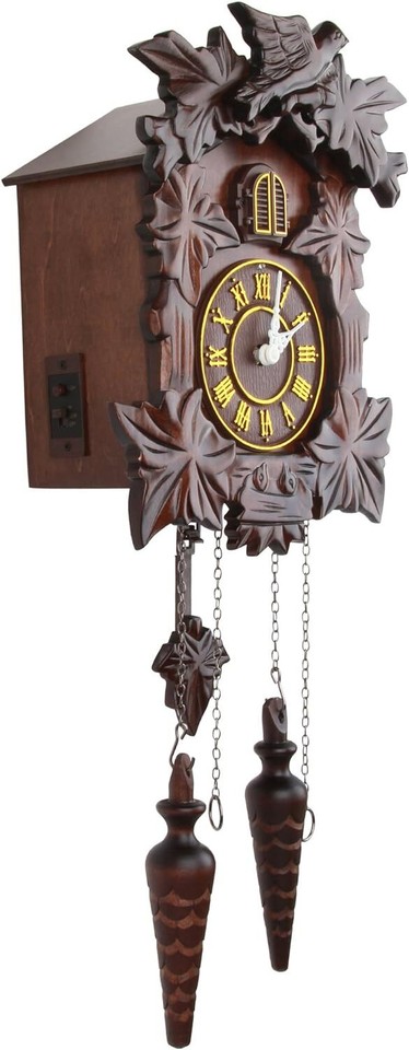 Kendal Handcrafted Linde Wood Cuckoo Clock w/ Night Silencer and Bird ...
