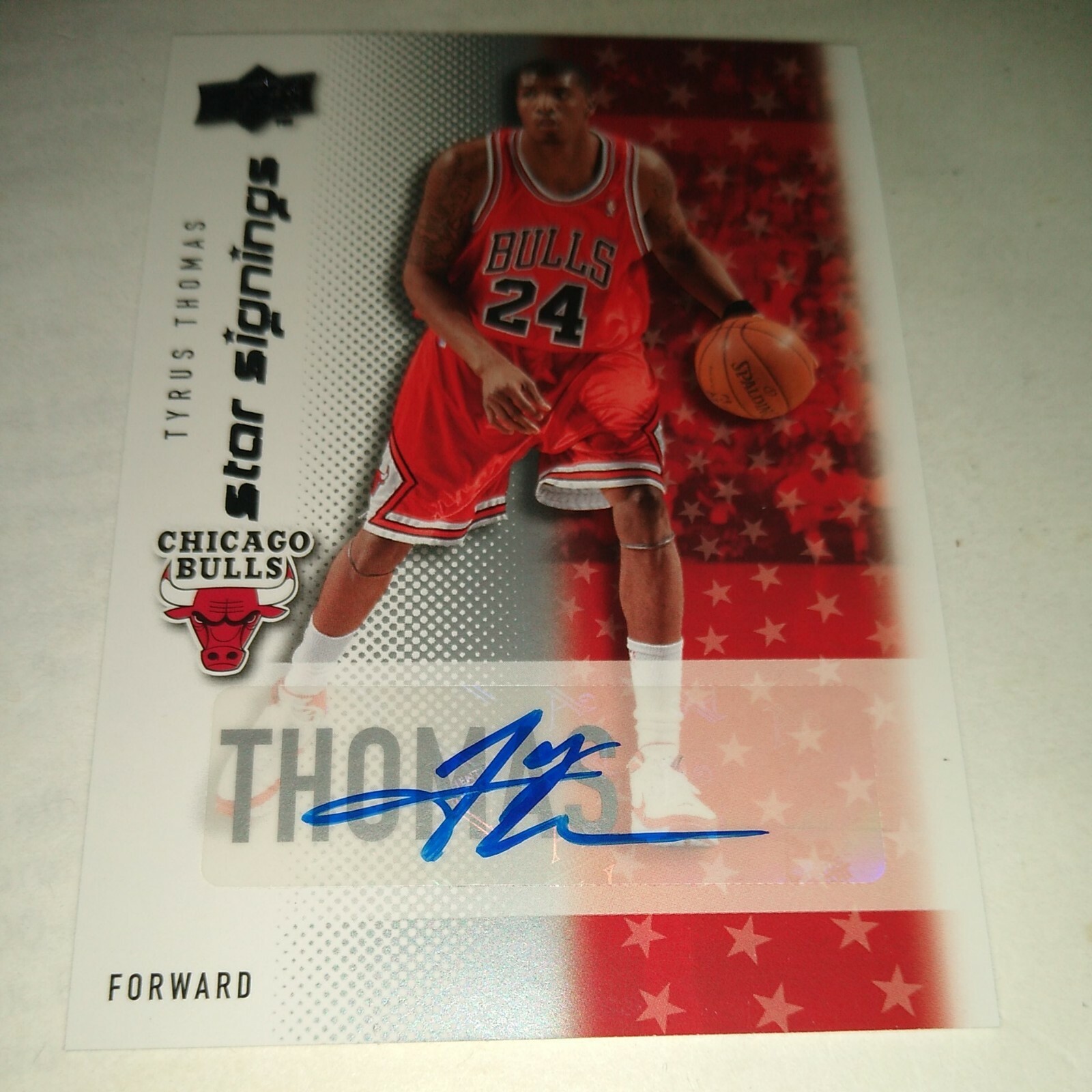 TYRUS THOMAS 2008 UD STAR SIGNINGS AUTOGRAPH BULLS LSU TIGERS BOBCATS ...