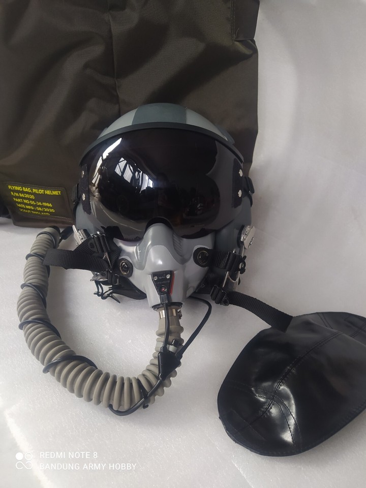 SIZE XL HGU-55 NAVAL AVIATOR PILOT HELMET W/ LEATHER EDGEROLL+OXYGEN ...