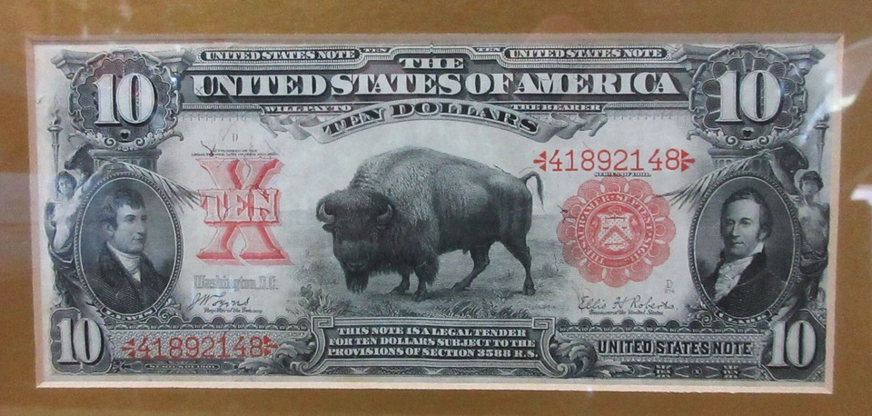 The Ten Dollar Bison Note Framed 1901 | eBay