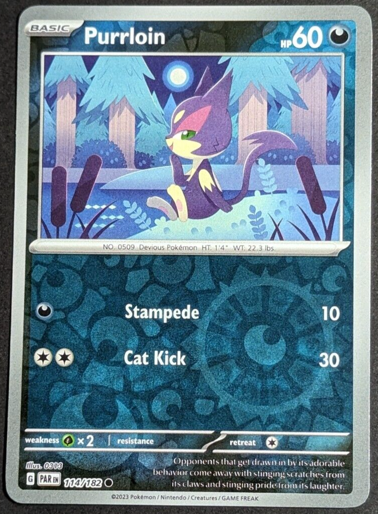 Purrloin Reverse Holo NM 114/182 Paradox Rift Pokemon Card | eBay