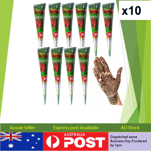 10 X Cone Dark Brown MEHANDI HENNA NEHA NATURAL MEHDI Mehendi TEMPORARY ...