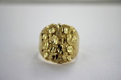 Authentic 14K Yellow Gold Nugget Ring Small Large Size 5 ~ 13 | eBay
