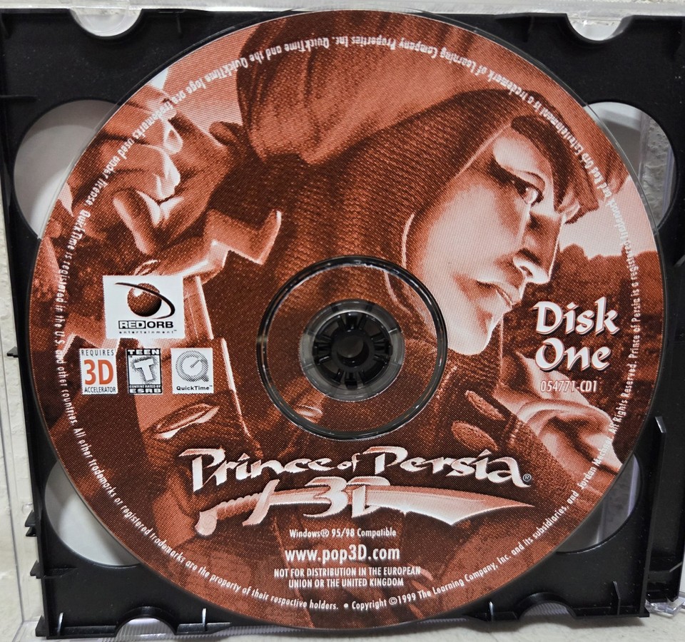 Prince Of Persia 3D PC Video Game 1999 Big Box 2 Disc Red Orb Win 95/98 ...