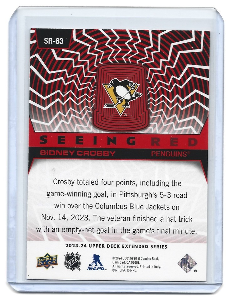 2023-24 Upper Deck Extended Series Seeing Red - Sidney Crosby - SR-63 ...
