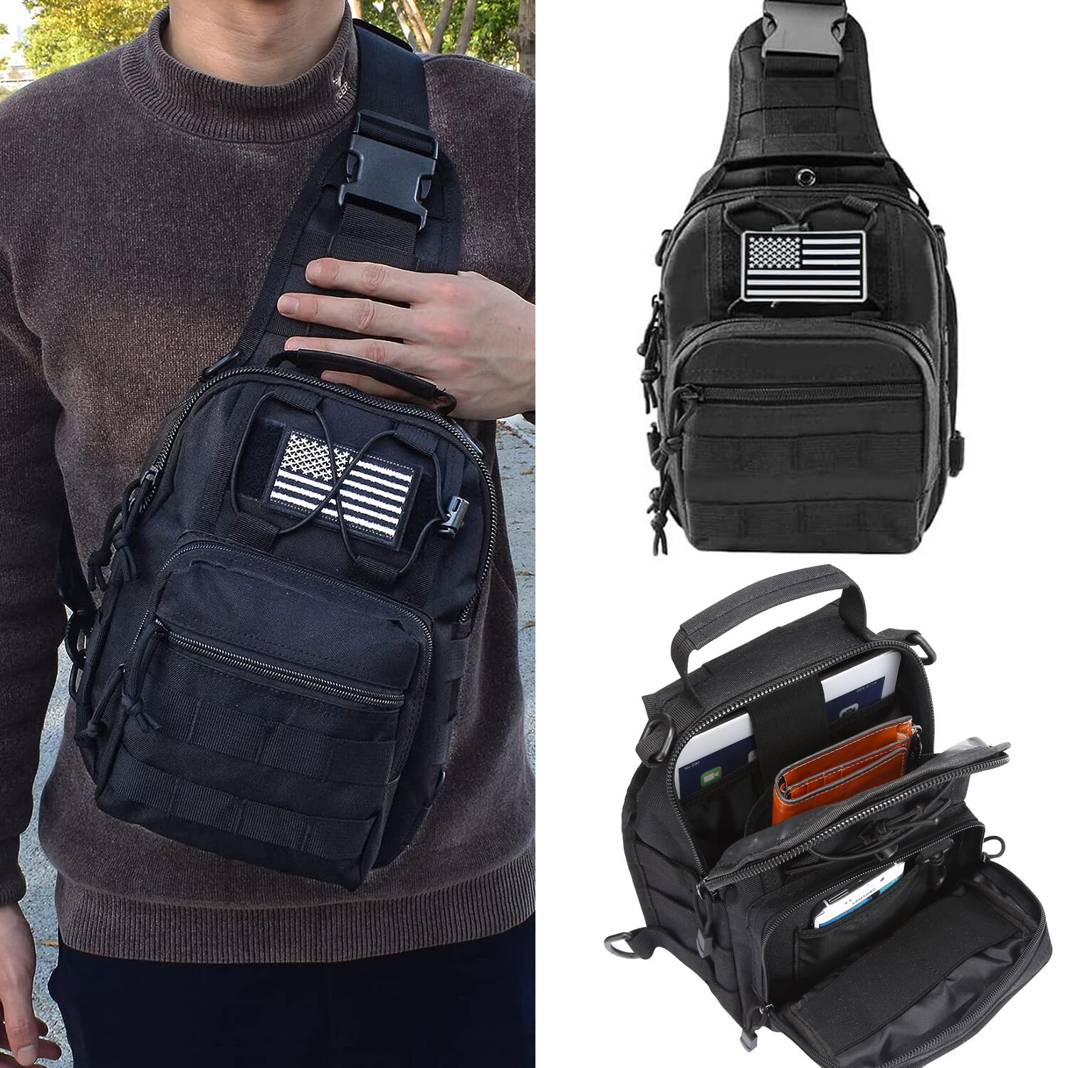 TACTICAL Compact EDC Chest Sling Shoulder Bag Concealed Carry Bag for ...