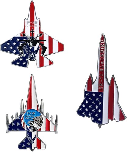 3Pcs Air Force Challenge Coin F-16 F-35 SR71 Fighter Jet Military ...