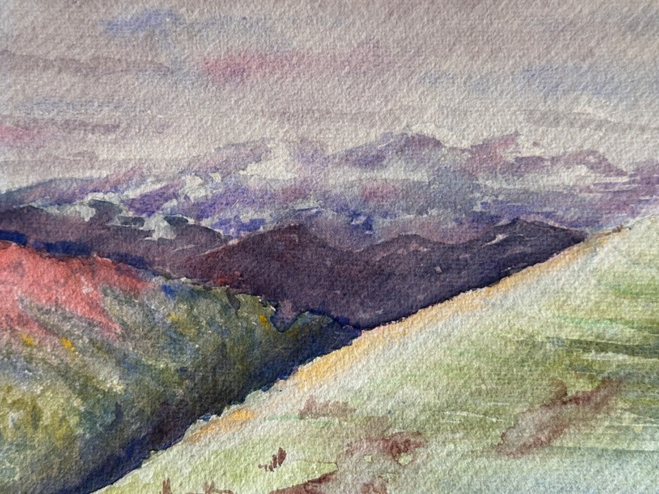 Vintage Mountain Landscape Drawing The Col De Port Summit Summer Mattéo ...