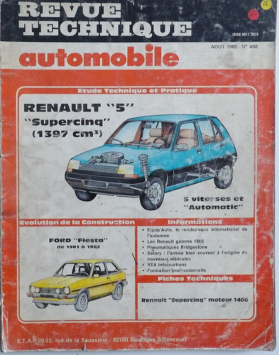 revue technique automobile RENAULT 5 Supercinq 1397 cm3 n°458 / 1 | eBay