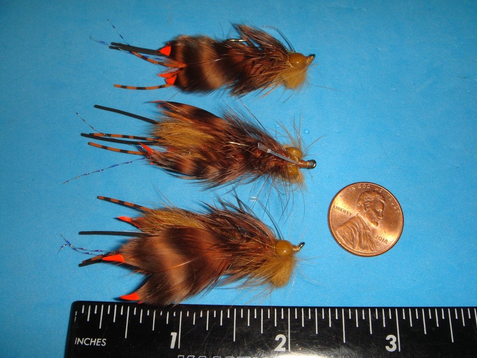 FLY FISHING FLIES - Brown WHITLOCK'S NEARNUFF CRAYFISH Streamers size ...