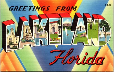 Lakeland Florida Large Letter Greeting Linen Postcard B41 | eBay