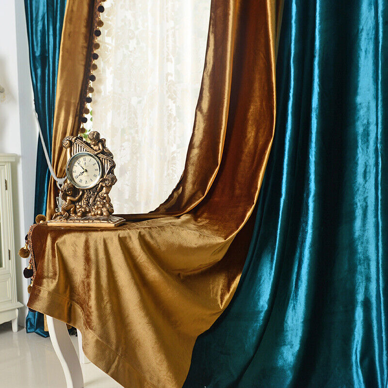Boutique Italian velvet modern blue cloth blackout curtain tulle drape ...