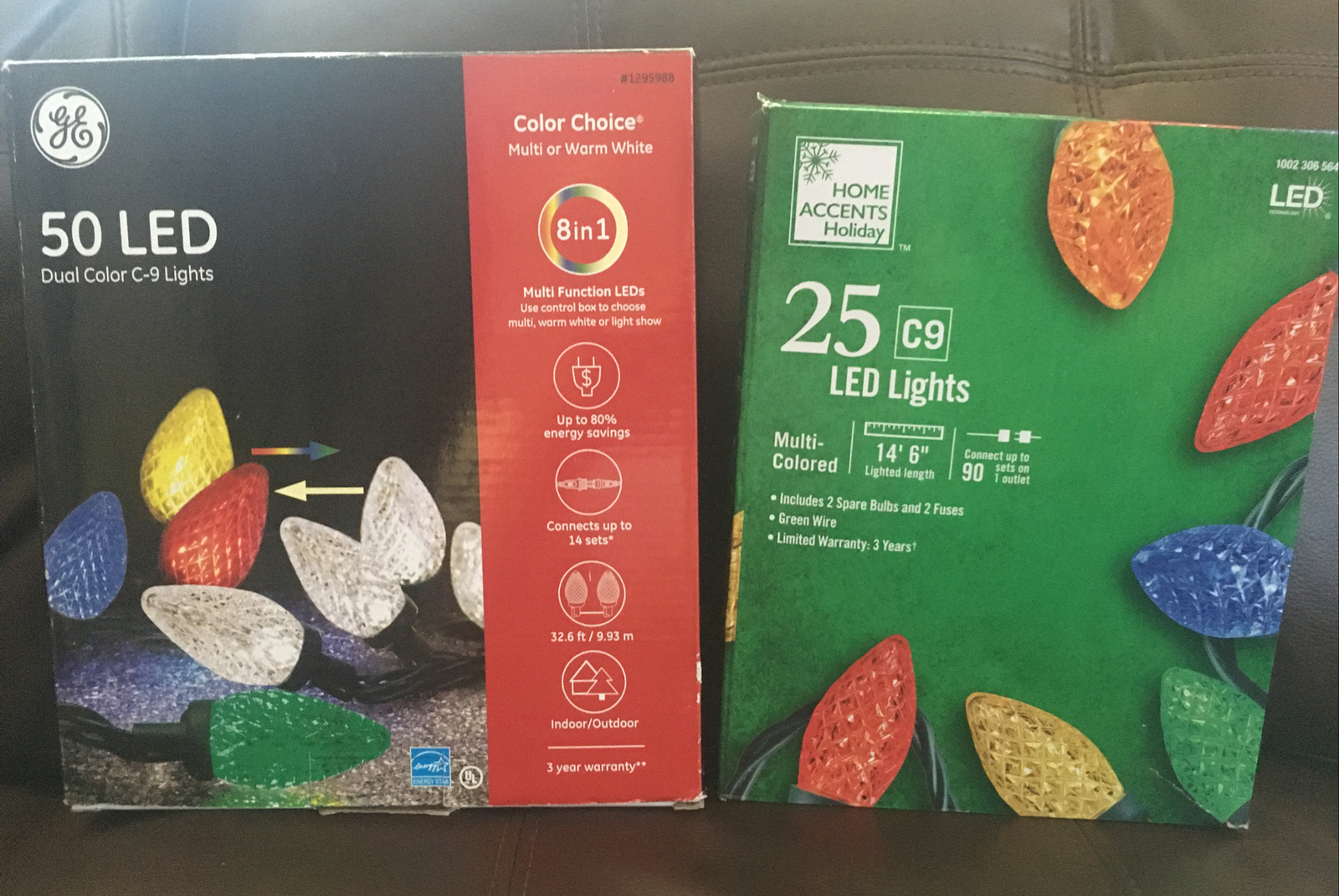 GE Color Choice 50 Count C9 Multicolor White LED Christmas String ...