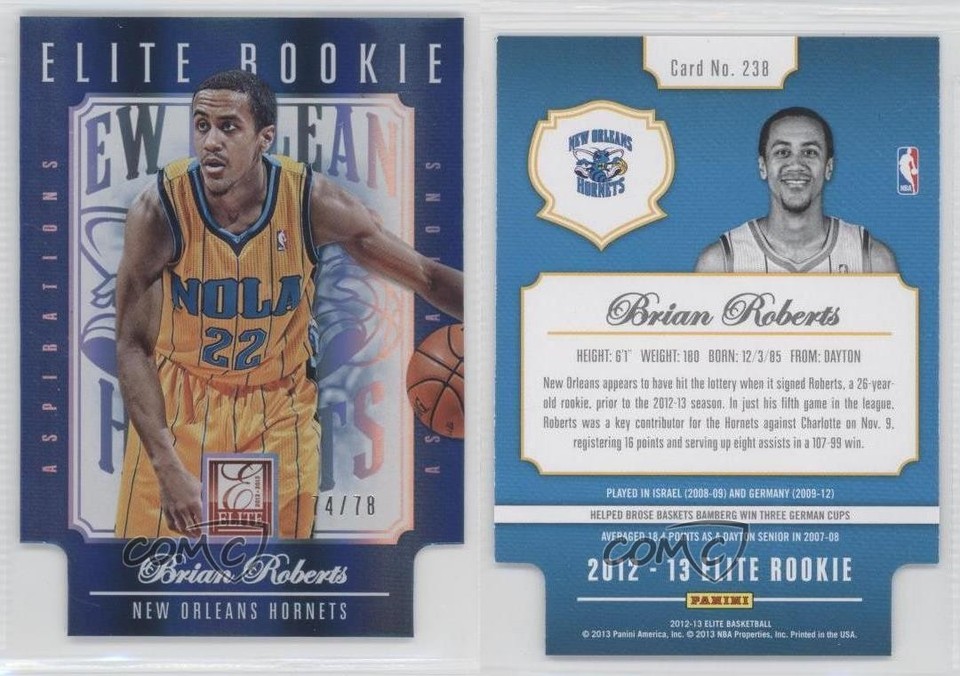 2012-13 Elite Rookie Aspirations Blue Die-Cut 74/78 Brian Roberts #238 ...