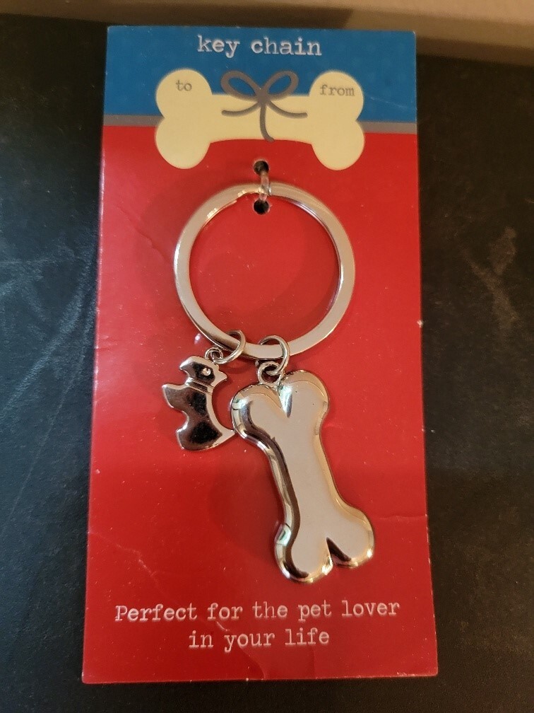 Silver Scottie Dog & Bone Keychain | eBay