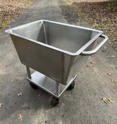 Stainless Steel Meat Brine Dough Transport Cart Tub Tank with Drain ...