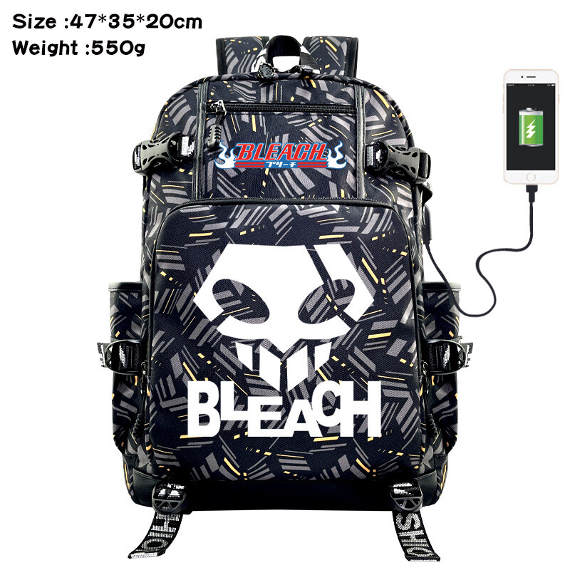 Anime Bleach Kurosaki Ichigo USB Backpack Teenager Schoolbag Laptop Bag ...