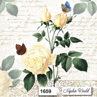 (1659) TWO Paper LUNCHEON Decoupage Art Craft Napkins - YELLOW ROSES ...
