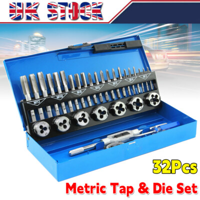 Professional 32Pcs Tap And Die Set Nut Bolt Screw Thread Wrench Repair ...