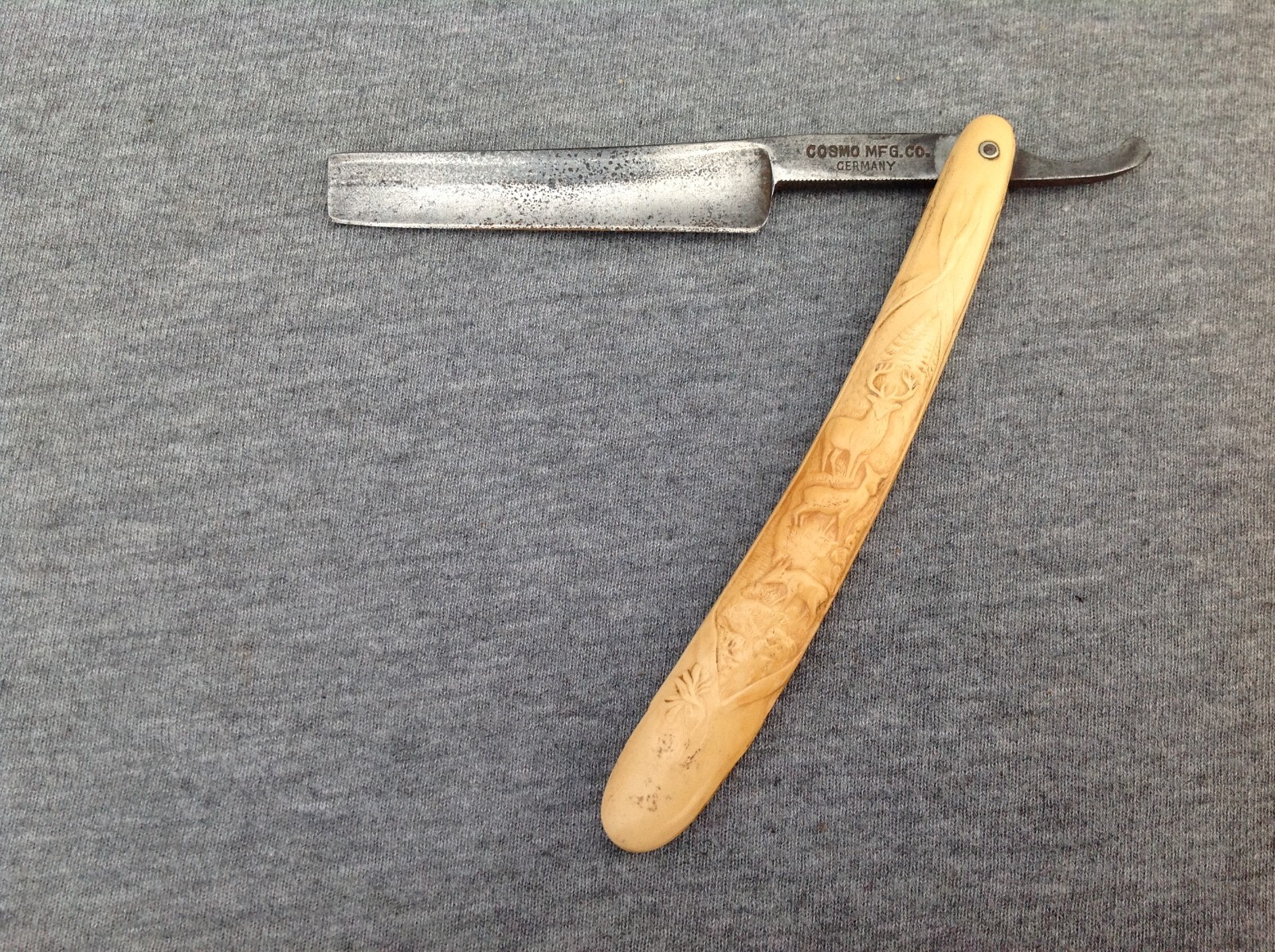 Cosmo Mfg. Co Germany Straight Razor, Stags on Scales | eBay