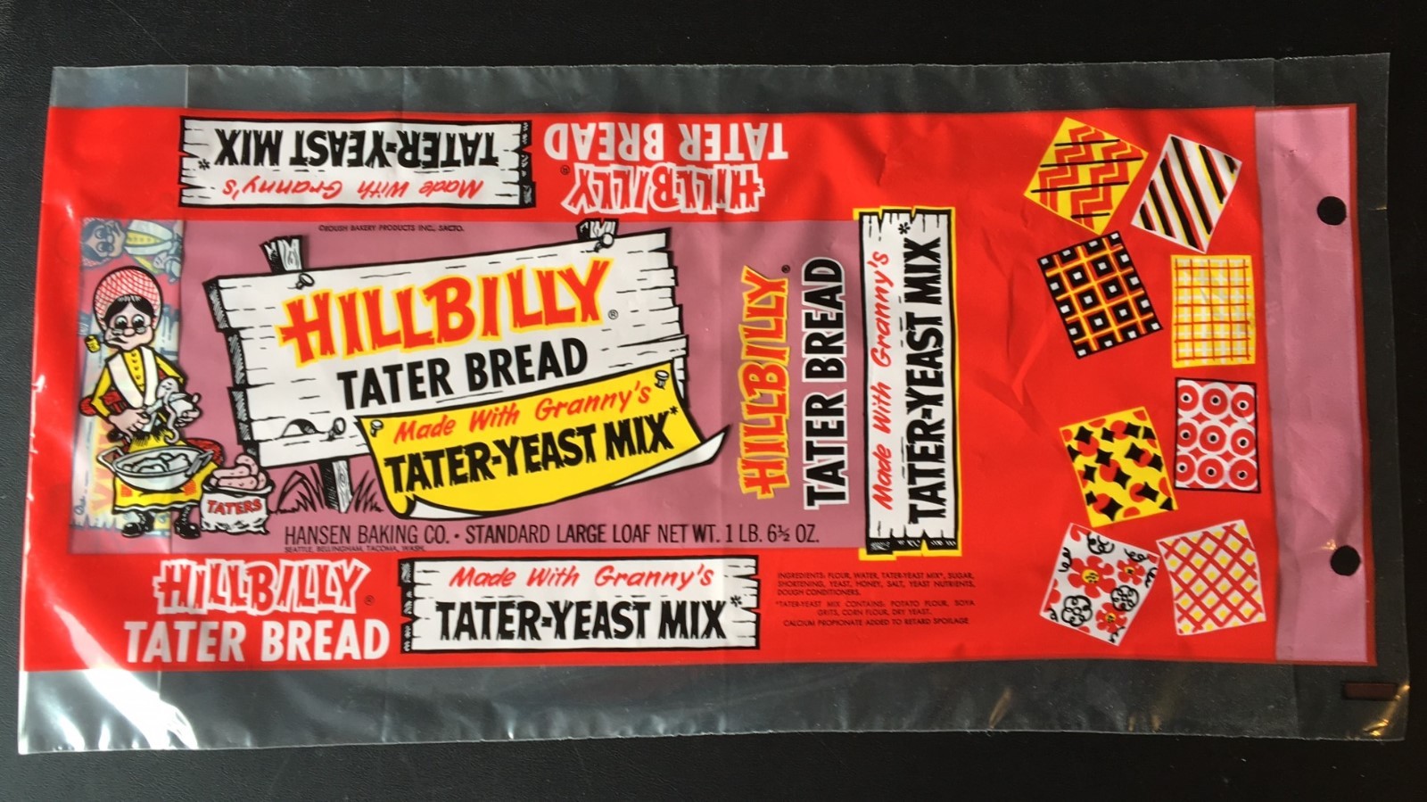 1960's HILLBILLY Tater Bread Bag With Granny on Front – Hansen Baking Company | eBay