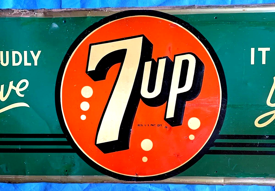 Vintage Metal 54 inch 7 Up soda Pop Sign Seven Up Art Deco hard to find ...