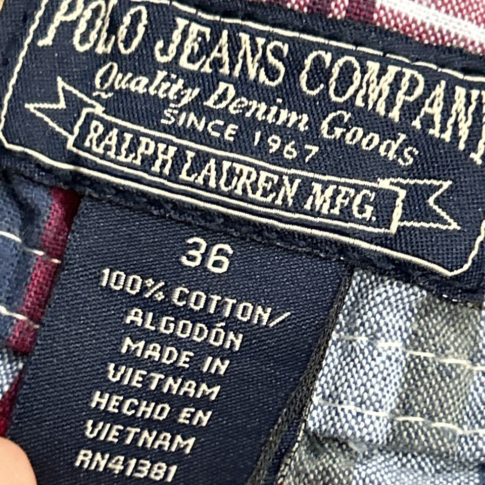 Mens Polo Jeans Co Ralph Lauren Plaid Cargo Shorts Size 36 11” Ins ...