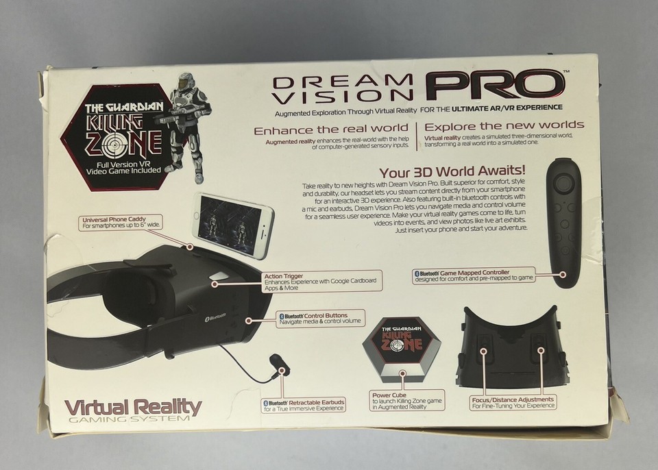 Dream Vision Pro Virtual Reality VR Smartphone Headset Ear Buds iPhone ...