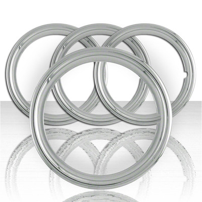 4 CHROME METAL 15" STEEL WHEEL TRIM RINGS BEAUTY RIMS RING RIM BAND for ...