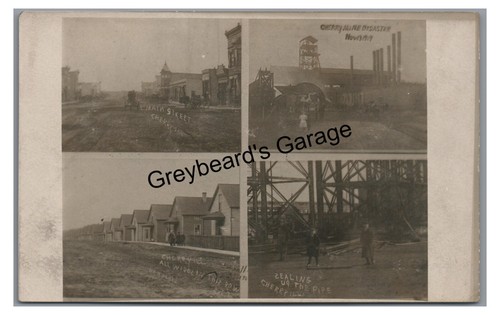 RPPC 4 Views Town of CHERRY IL MINE DISASTER IL Illinois Real Photo ...
